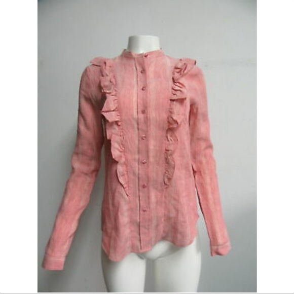 The Shirt by Rochelle Behrens | Tops | Nwt 98 The Shirt Pink Ruffle Button Down Shirt | Poshmark